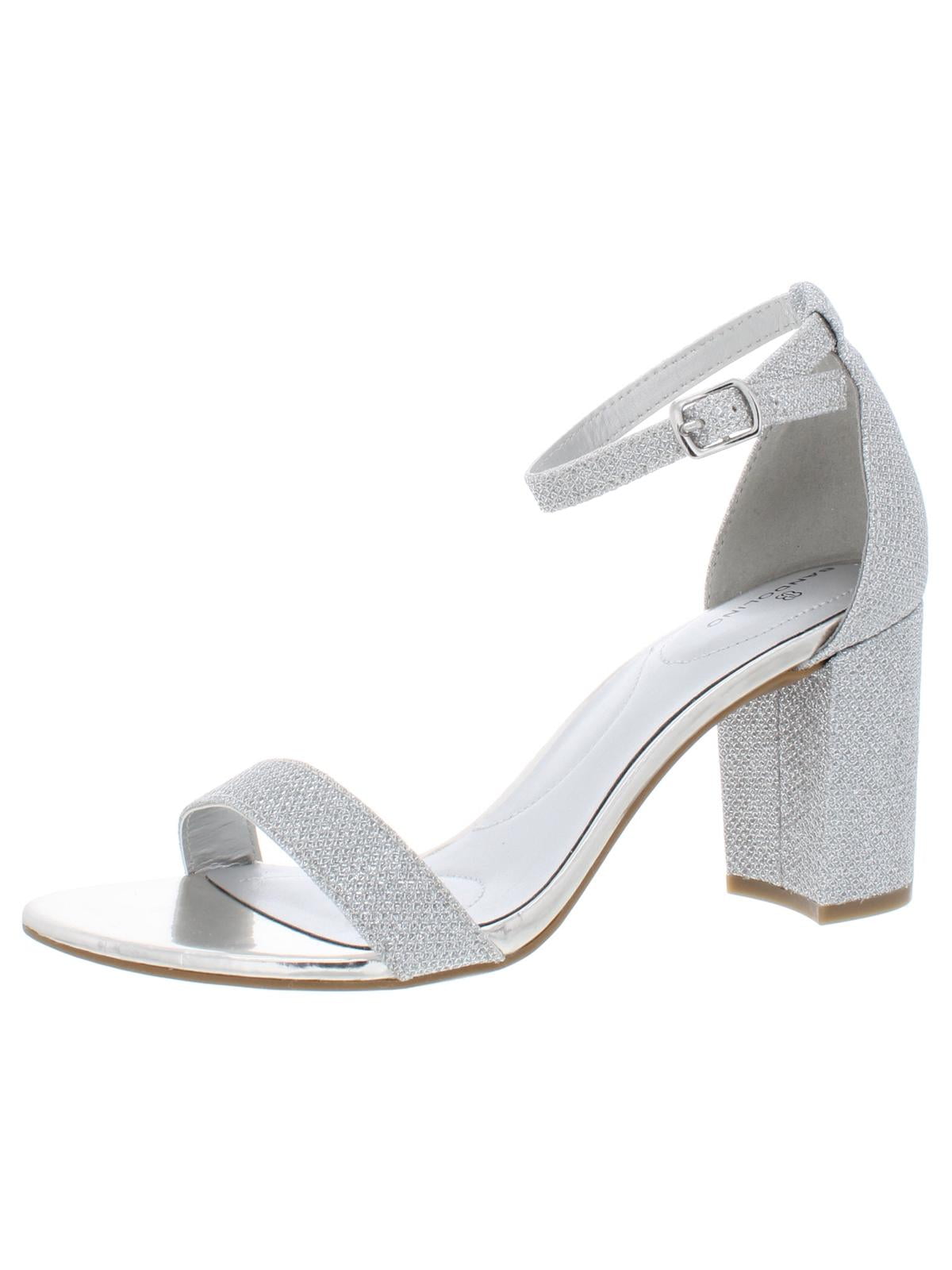 BANDOLINO Women's Dress Sandal, Silver Ankle Strap, Comfort Glitter ...