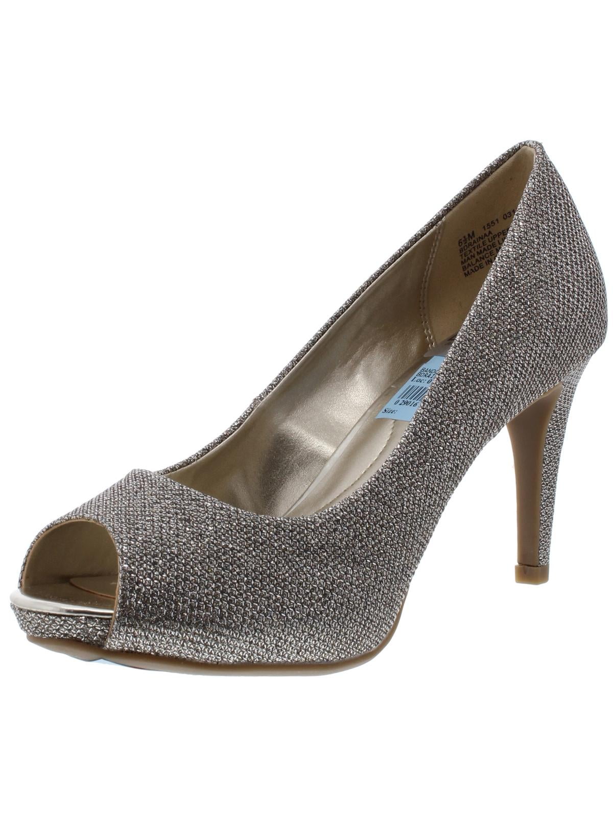 BANDOLINO Women's Casual Silver Sparkle Comfort Padded Stiletto Pumps ...