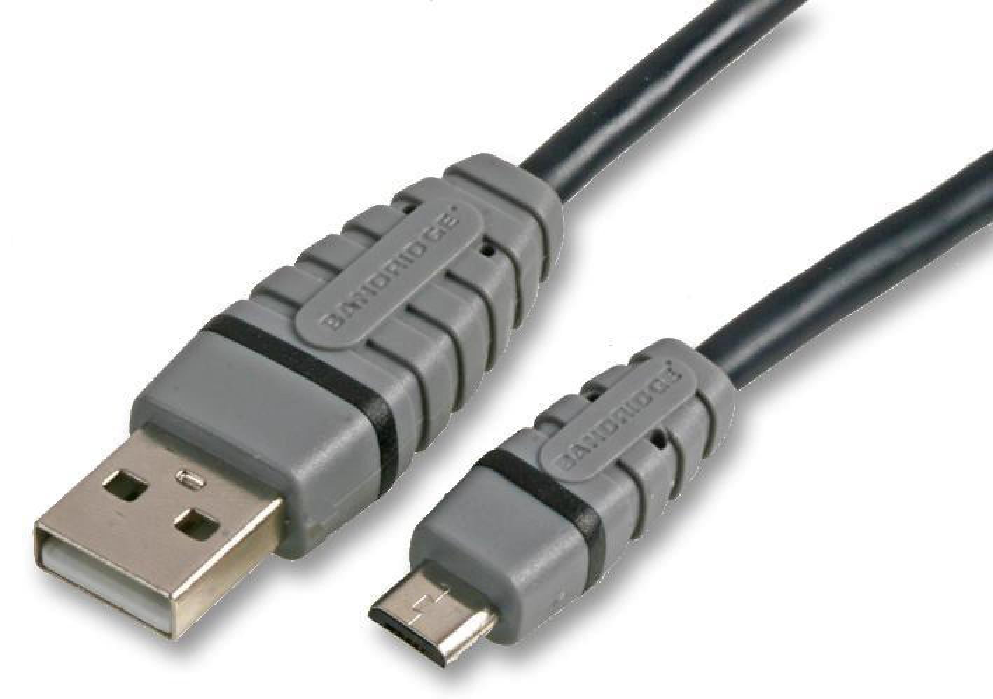 BANDRIDGE - USB 2.0 A to Micro USB 2.0 B Male to Male Lead 2m Blue ...