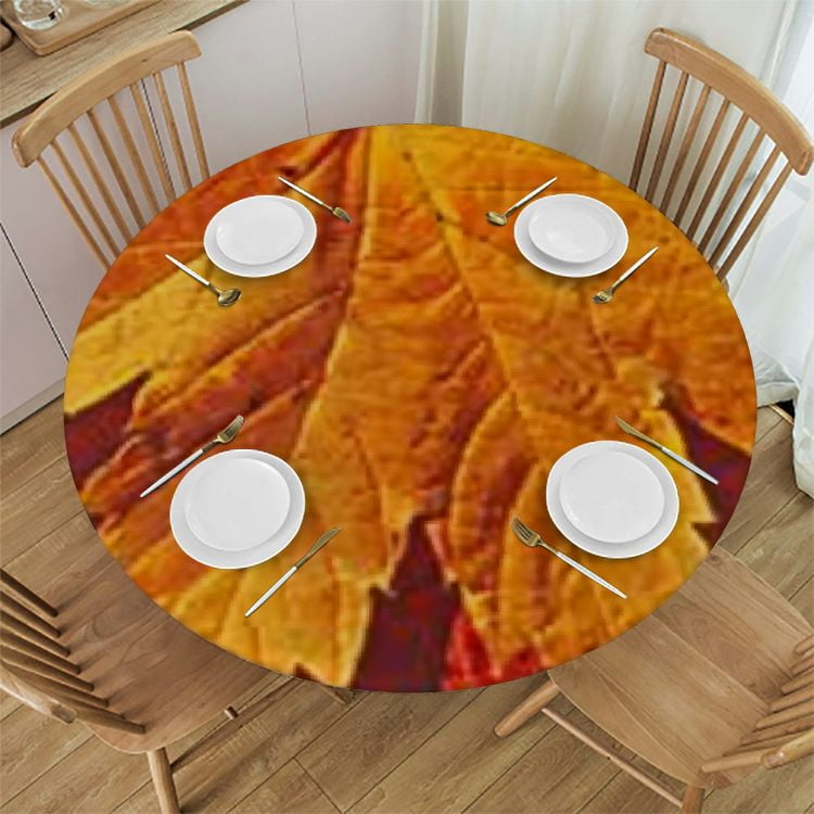 BANET Autumn Colorful Leaves Round Tablecloth Washable,Fall Maple Leaf ...