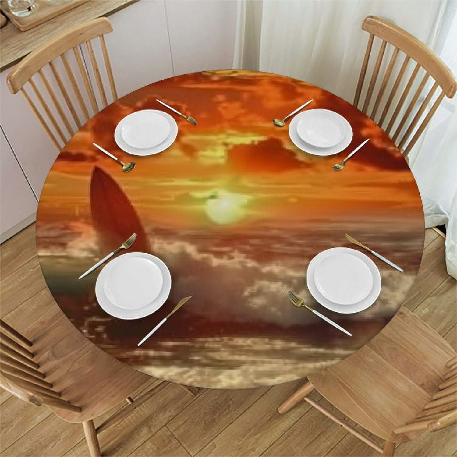 BANET Beach Sunset Tablecloth, Round Table Cloth (Fit for Round Table ...