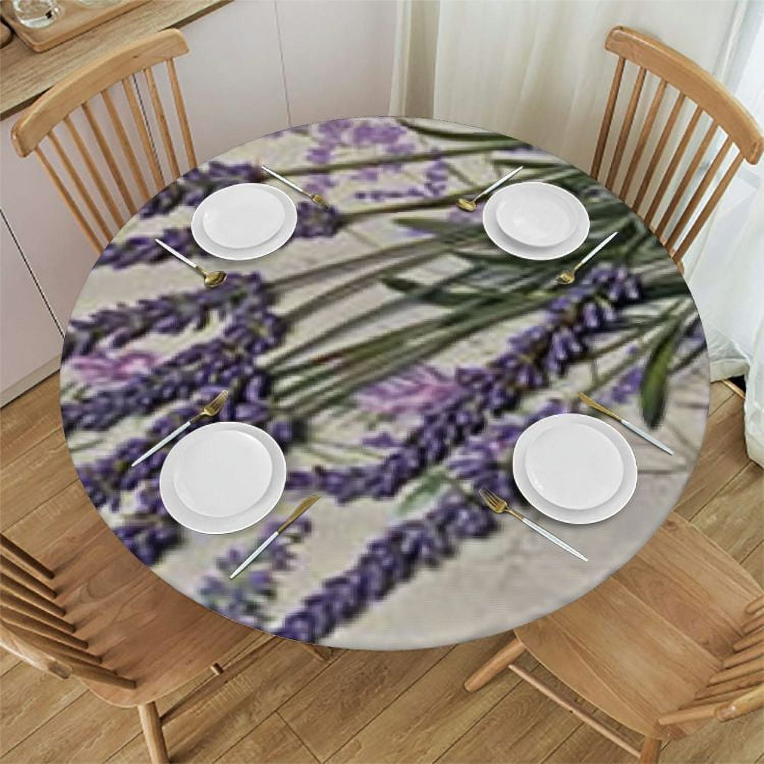 BANET Beautiful Lavender Vintage Round Tablecloth Waterproof Wipeable ...