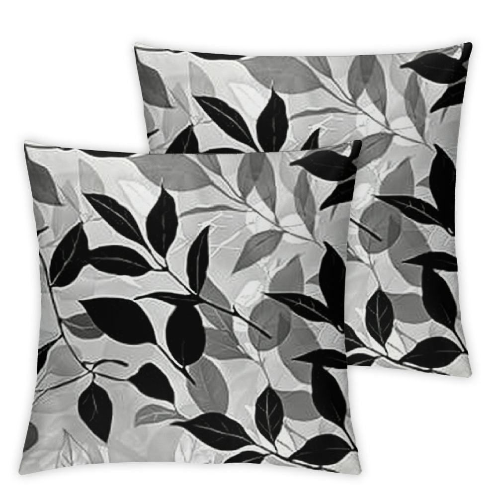 BANET Black White Throw Pillow Covers,White Leaf Tree Garden Beautiful ...