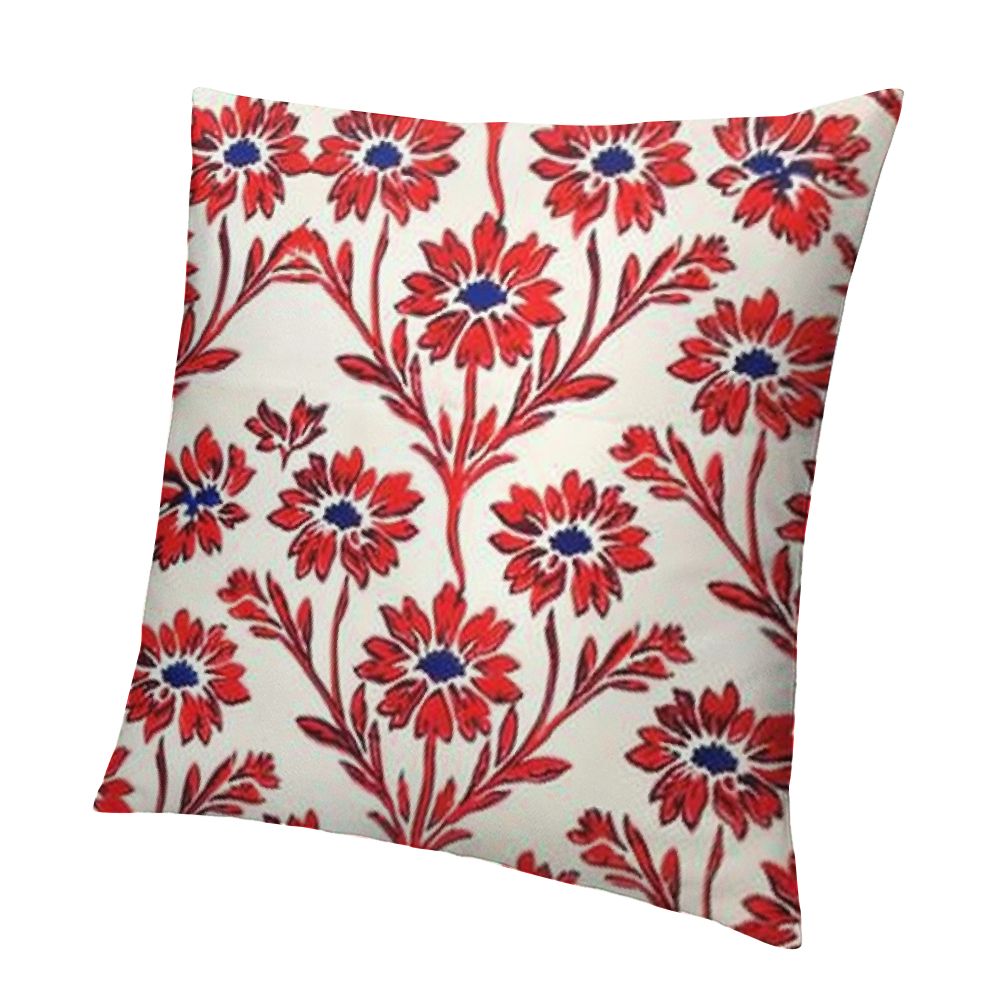 BANET Block Print Throw Pillow Covers Red and Blue Vintage Boho Floral ...