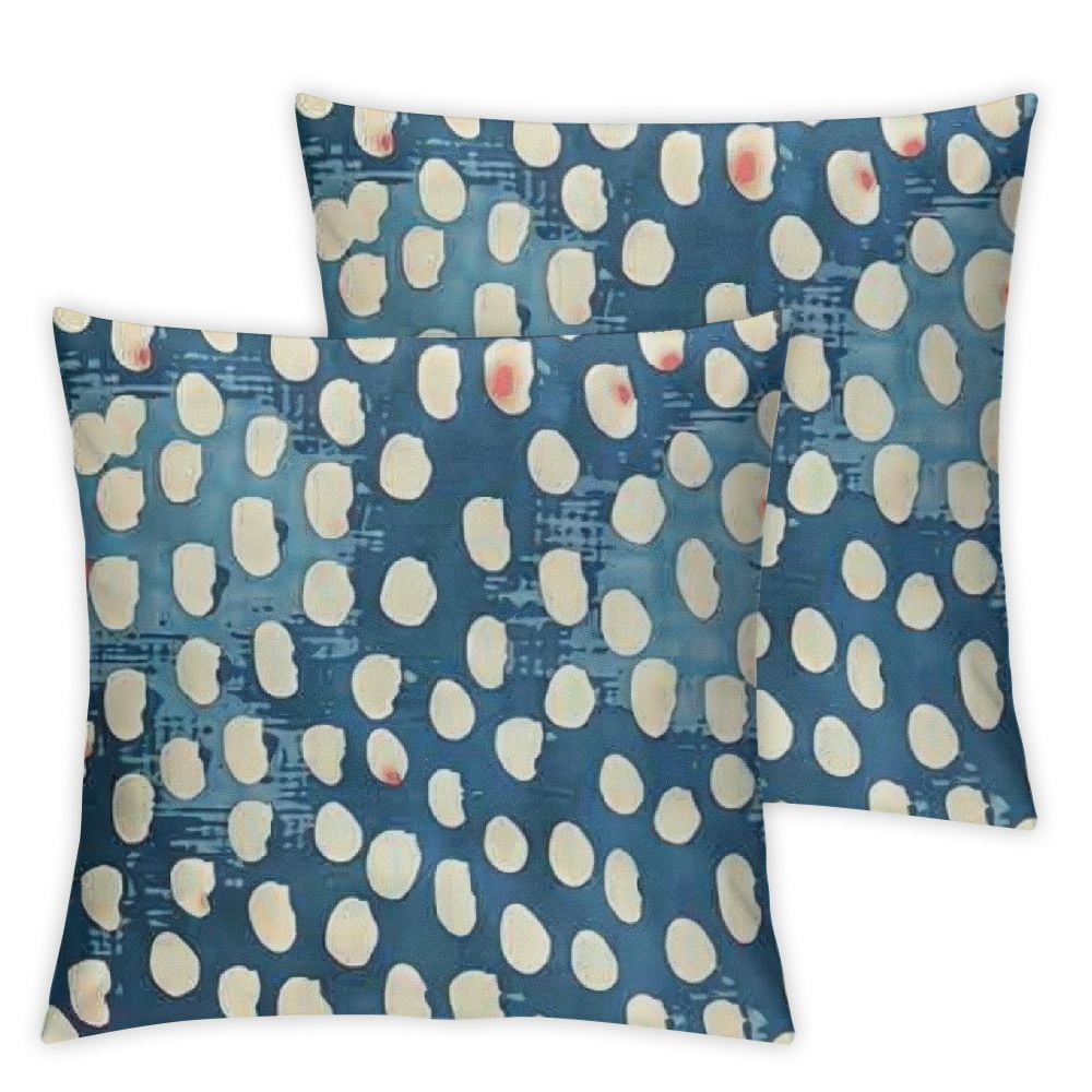 BANET Blue Cream Dots Pillow Covers Set of 2 Boho Design Throw Pillows ...