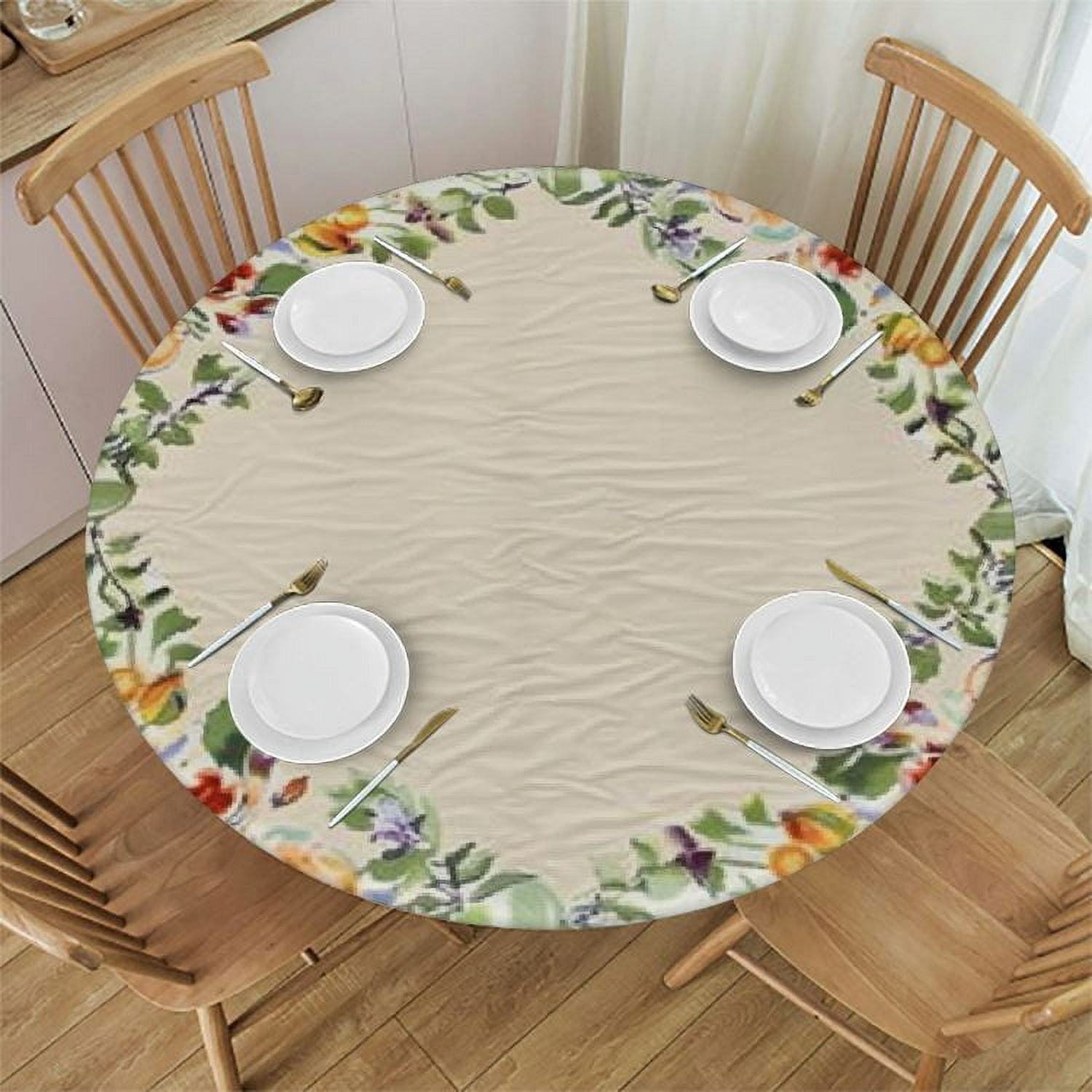BANET Blue Fall Tablecloth Round Orange Watercolor Pumpkin Table Cloth ...