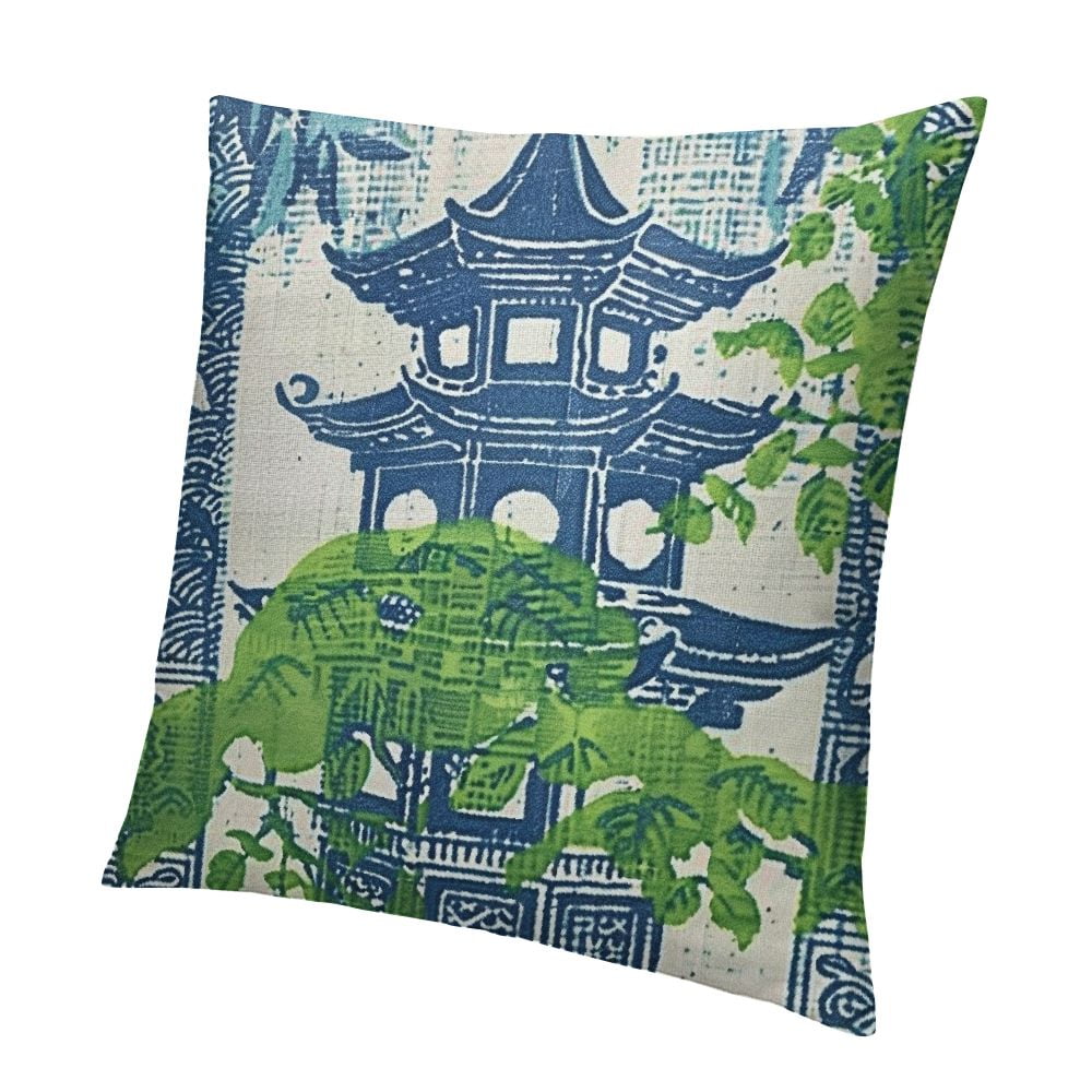 BANET Blue Green Pillows Asian Pagoda Accent Throw for 22x22in ...