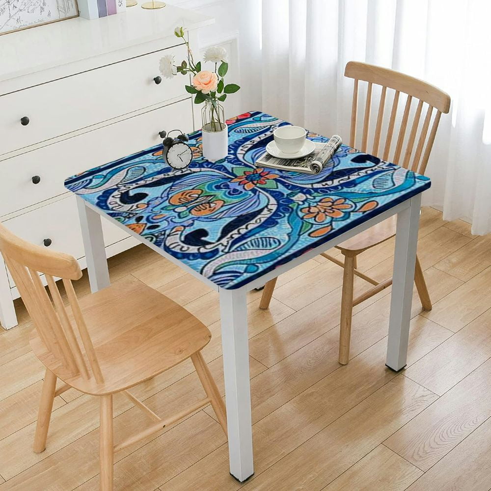 BANET Blue Paisley Tile Bordered Tabletop for Spring Summer Decorations ...