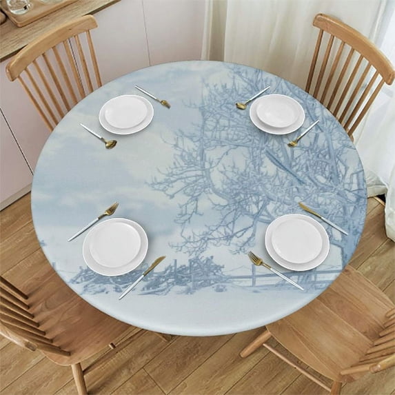 BANET Blue Rustic Round Tablecloth Print Table Cloth Vintage Farmhouse ...