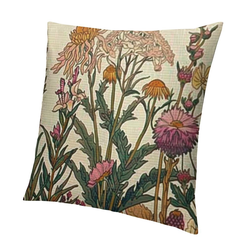 BANET Burnt Orange Decorative Throw Pillow Covers, Farmhouse Wildflower ...