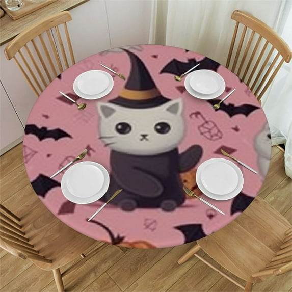 BANET Cartoon Cute Ghost Round Tablecloth Cute Halloween Day Waterproof ...