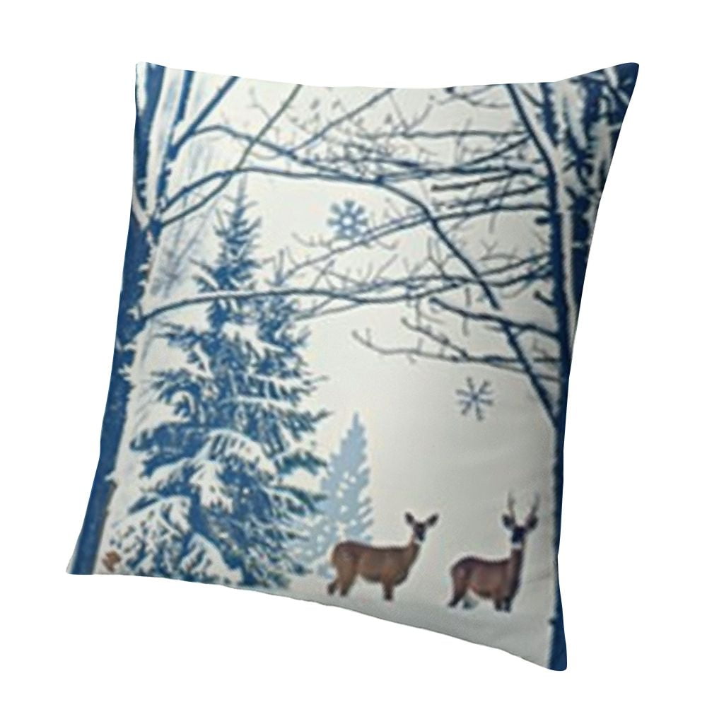 BANET Christmas Pillow Covers Blue Decorative Throw Pillow Cover Winter ...