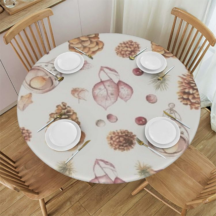 BANET Christmas Pine Cones Round Table Cloth Polyester Tablecloth ...