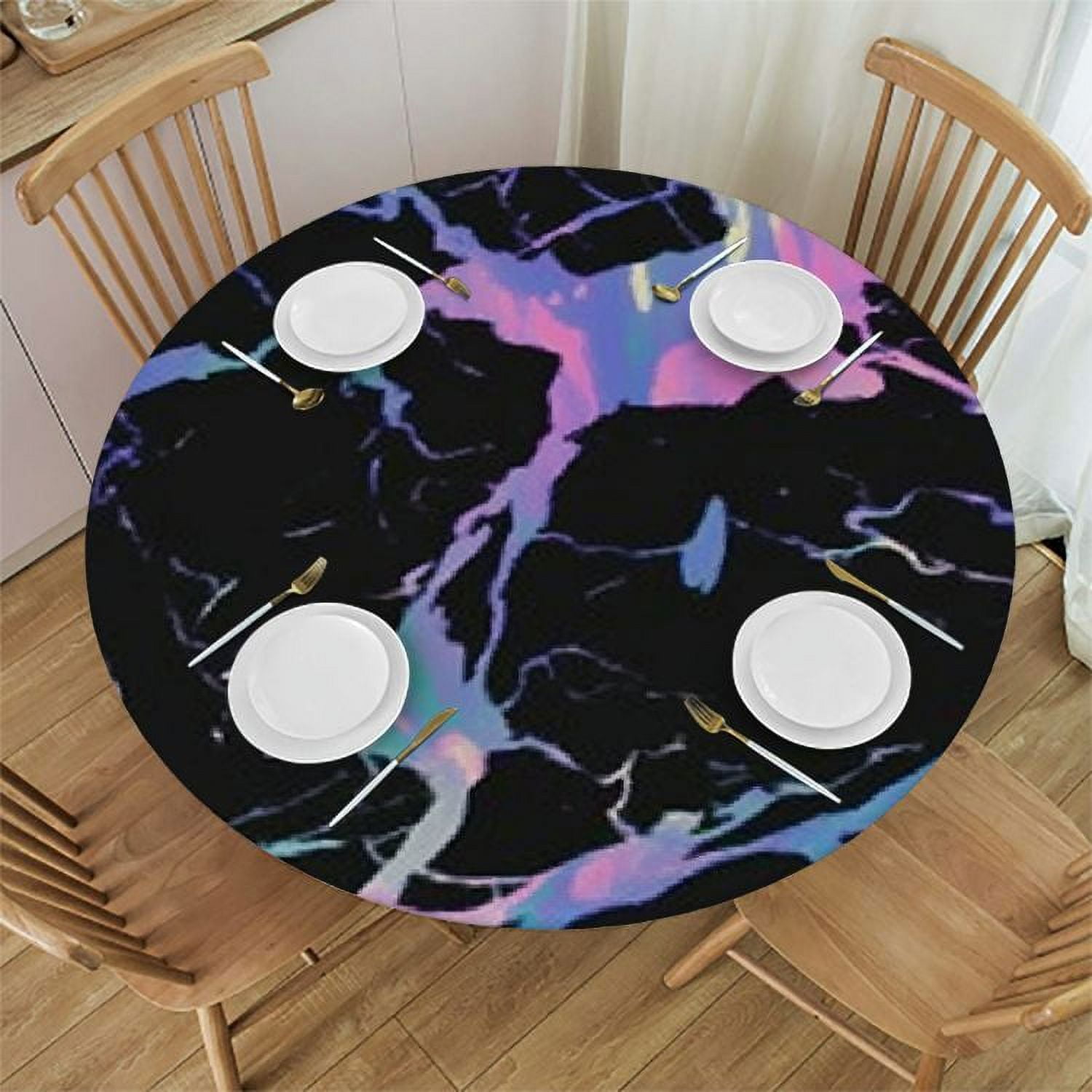 BANET Colourful Marble Tablecloth Elastic Fitted Table Cover Washable ...