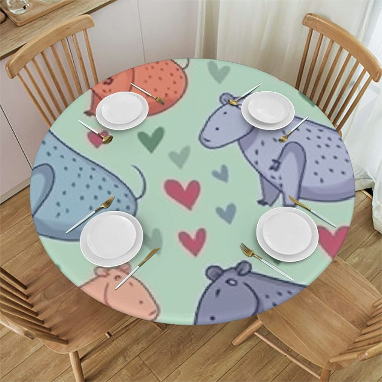 BANET Cute Cartoon Table Cloth Multicolor Waterproof Round Tablecloth ...