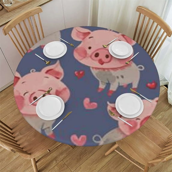 BANET Cute Head and Hearts Table Cloth Round Reusable Tablecloth ...
