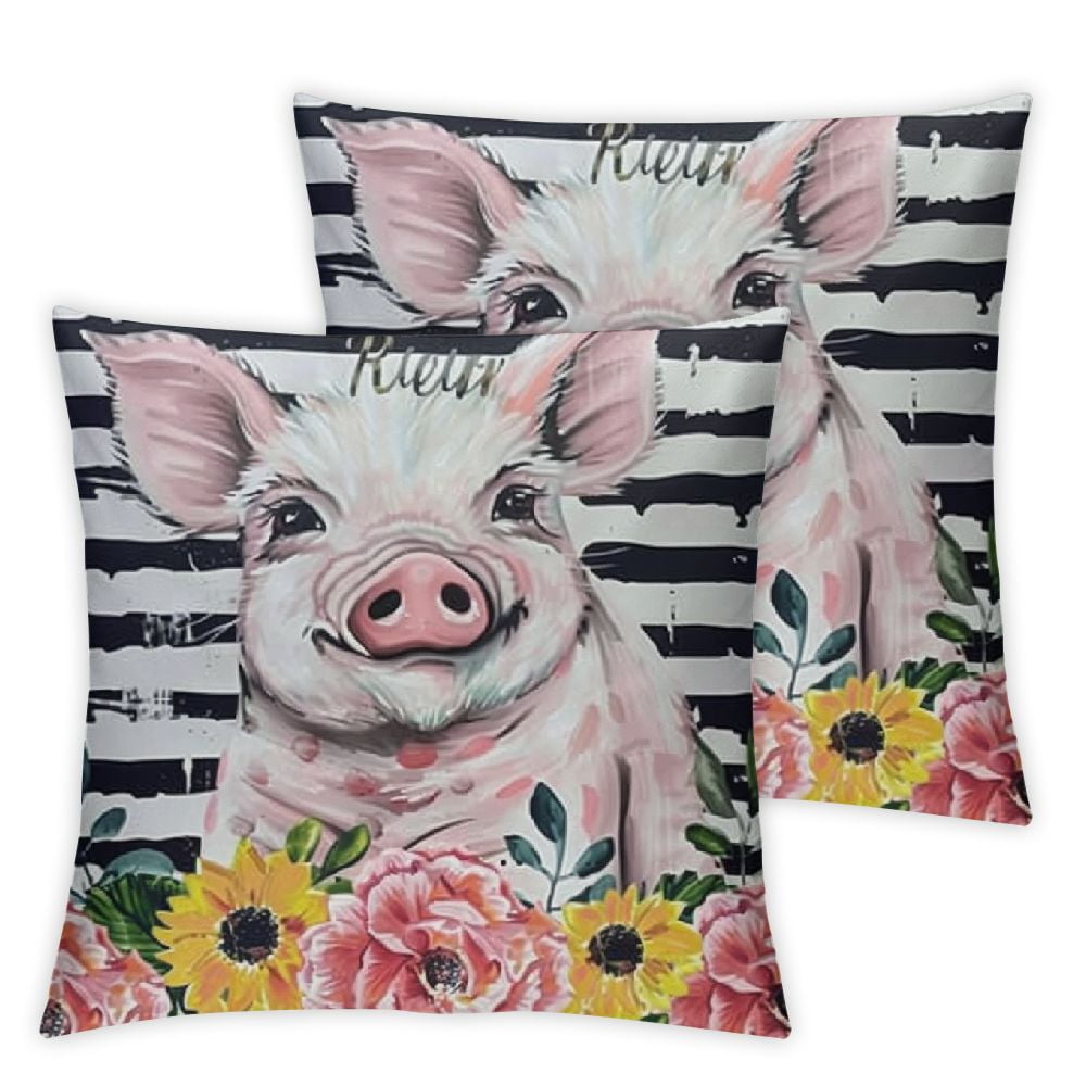 BANET Cute Pig Pillow Covers For Couch,Sunflower Florals Throw Pillow ...