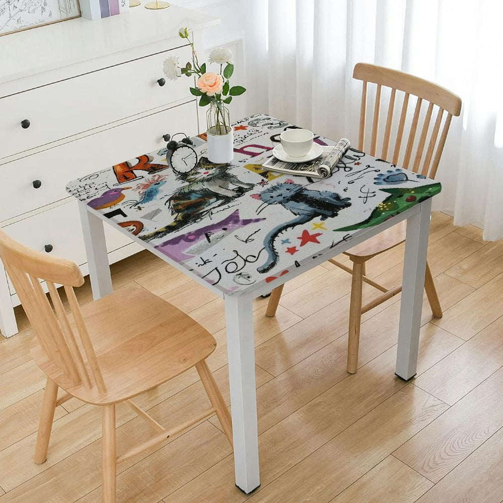 BANET Decorative Elastic Edged Polyester Fitted Table Cover,Cartoon ...