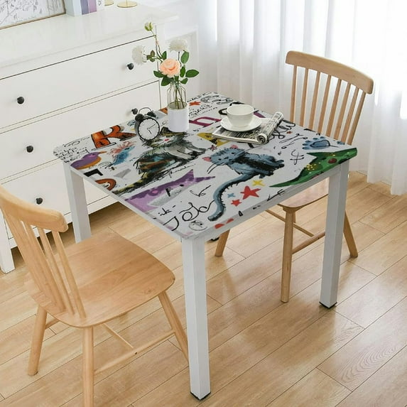 BANET Decorative Elastic Edged Polyester Fitted Table Cover,Cartoon ...