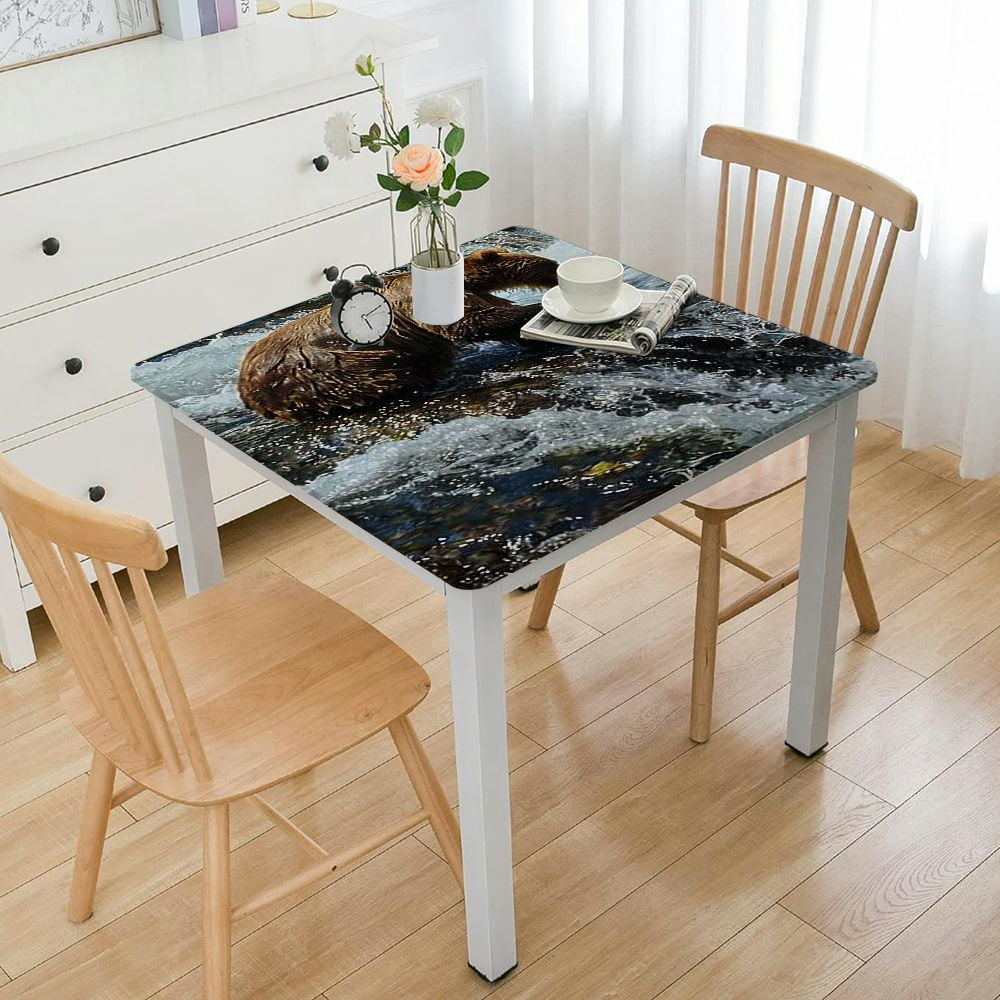 BANET Decorative Elastic Edged Square Fitted Tablecloth, Polyester ...