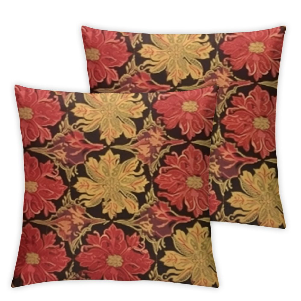 BANET Decorative Throw Pillows in Maroon & Gold -Set of 2 - Brocade ...