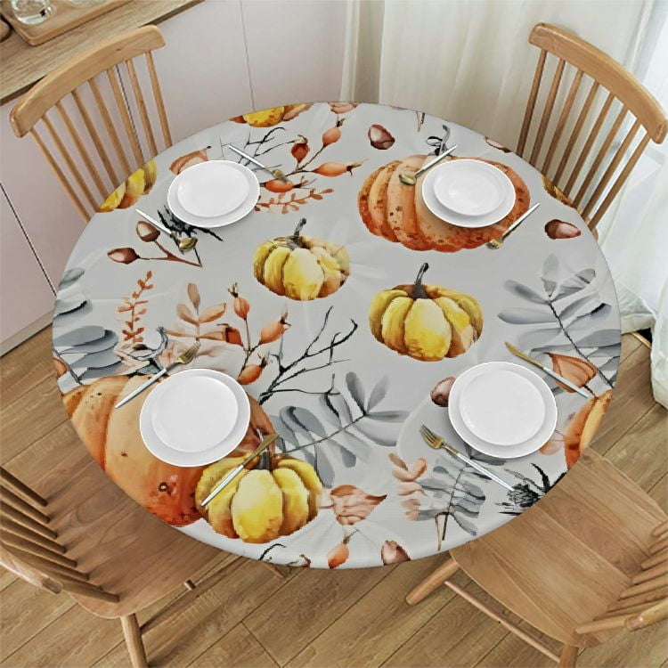 BANET Fall Thanksgiving Leaf Round Fitted Table Covers Elastic Edge ...