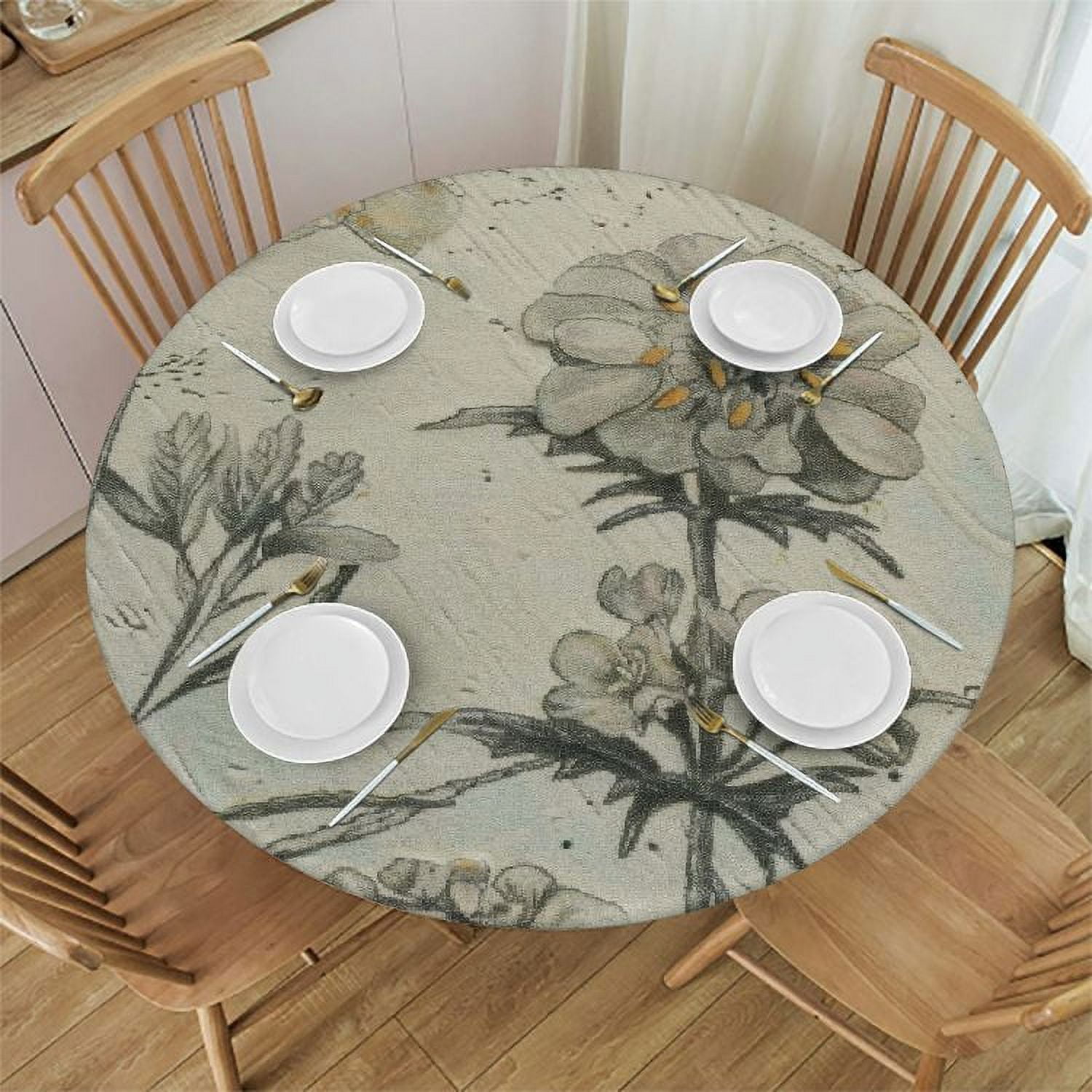 BANET Fern Print Round Tablecloth Natural Botanical Decorative Table ...