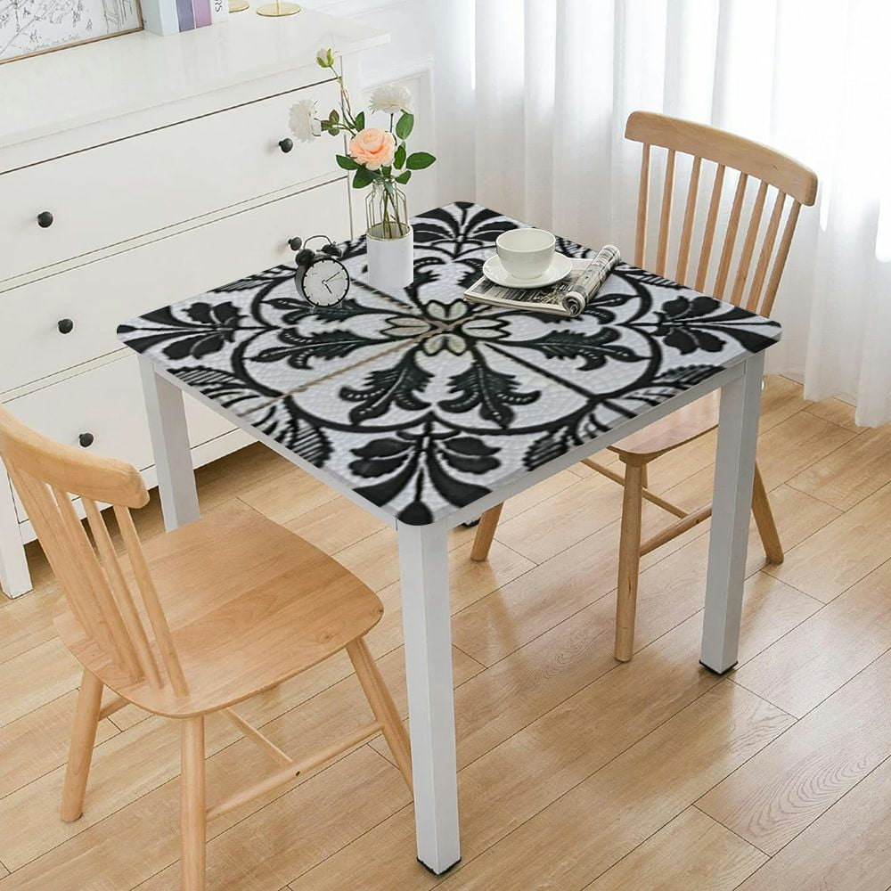 BANET Fitted Square Tablecloth Vinyl Black Patterned Christmas Square ...
