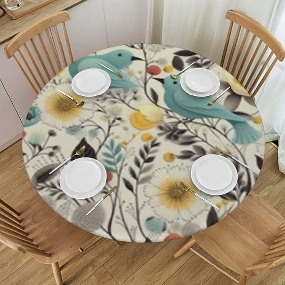 BANET Floral Round Table Cloth,Beautiful Herbs Flowers Tablecloth ...