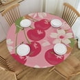 BANET Flower Cherry Fruits Round Fitted Tablecloth Elastic Edge ...