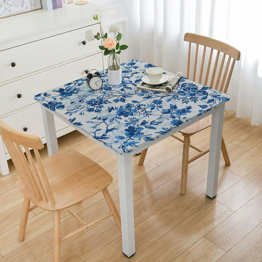 BANET Flower Print Square Tablecloth, Machine Washable Cotton Linen ...