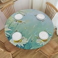 BANET Flower Round Fitted Tablecloth Cover,Daisies on Grass Icons ...