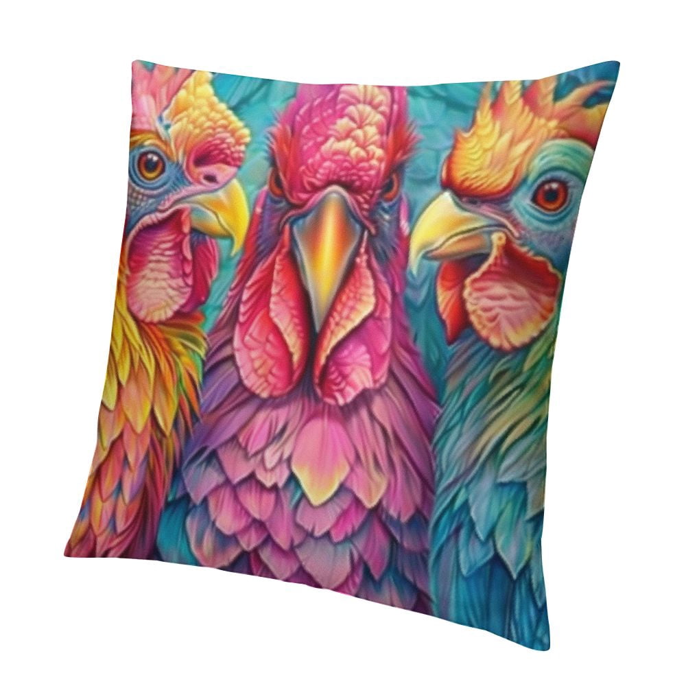 BANET Funny Chickens Throw Pillow Covers , Watercolor Rooster ...
