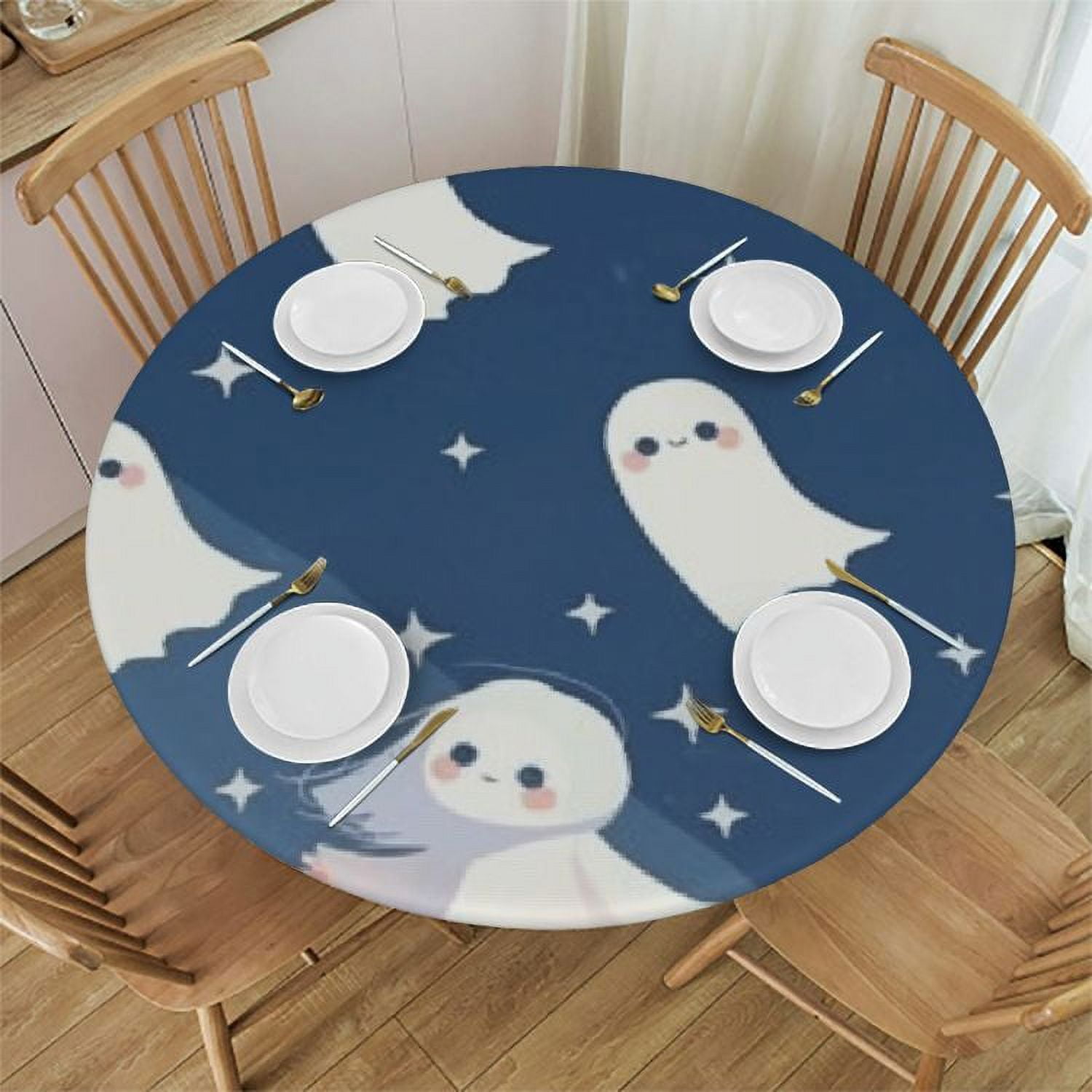 BANET Halloween Cute Ghost Round Tablecloth Waterproof Table Cloth ...