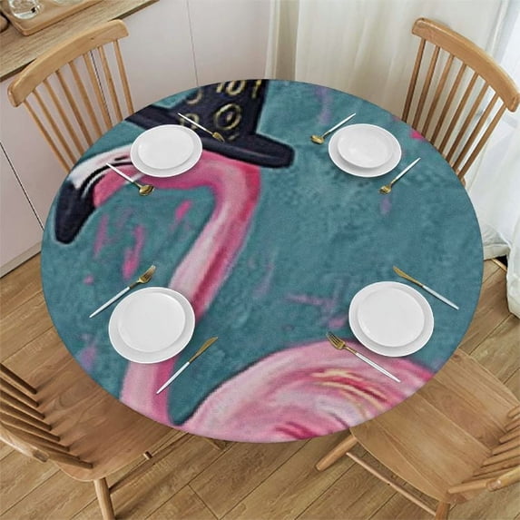 BANET Halloween Flamingo Hat Round Tablecloth Witch Hat Animal Table ...
