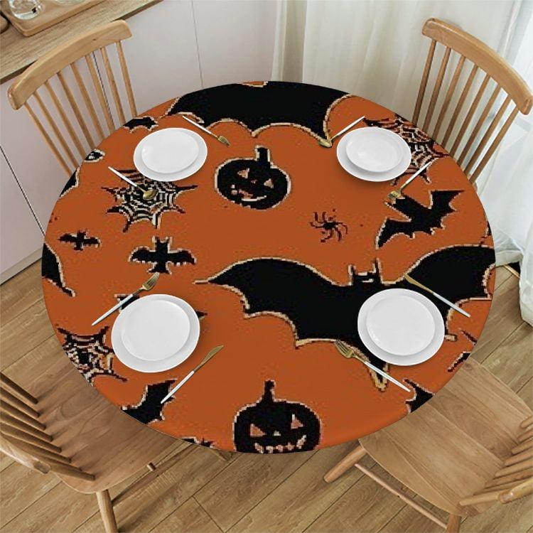 BANET Halloween Tablecloth Round Pumpkin Bat Table Cloth Halloween ...