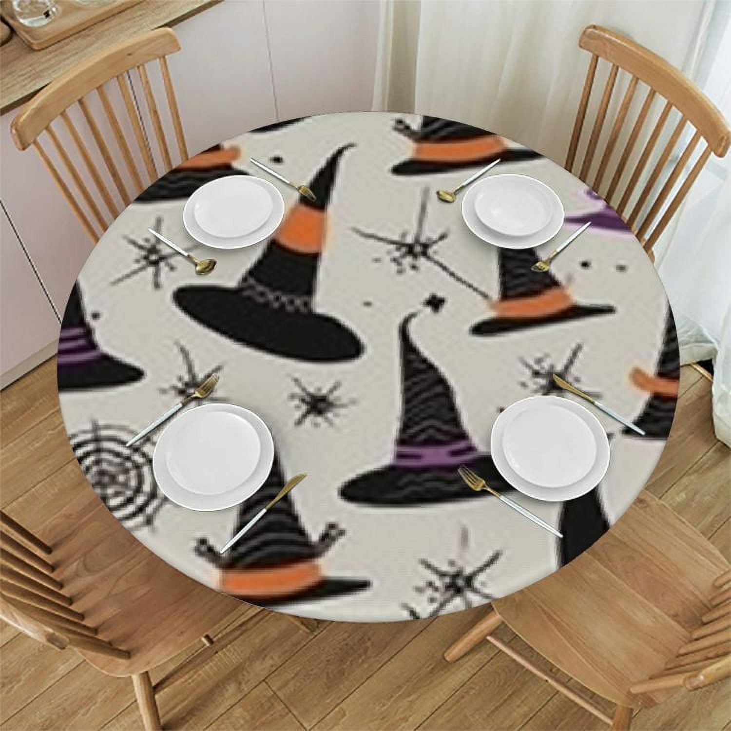 BANET Halloween Witch Hats Table Cloth Funny Waterproof Round ...