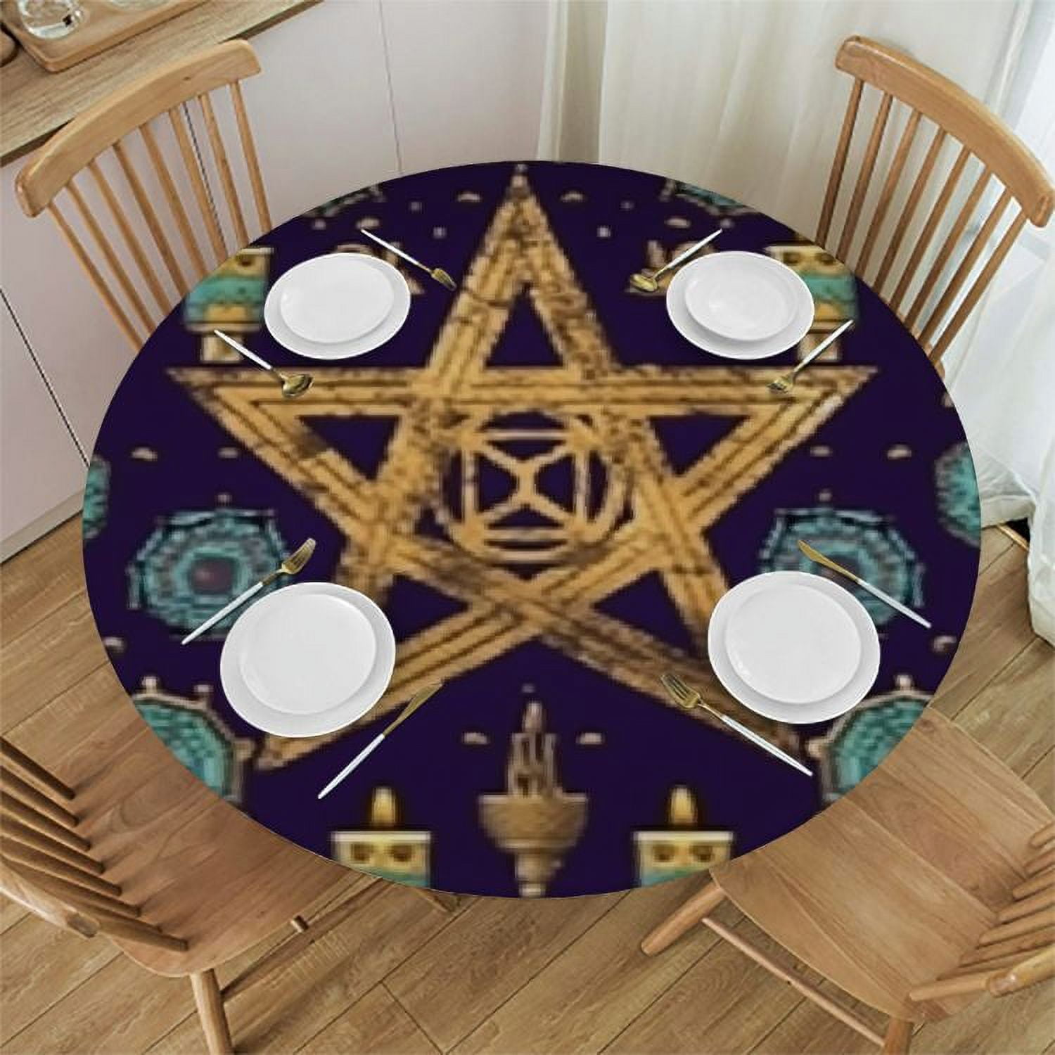 BANET Happy Traditional Tablecloth Round Water Resistant Washable ...