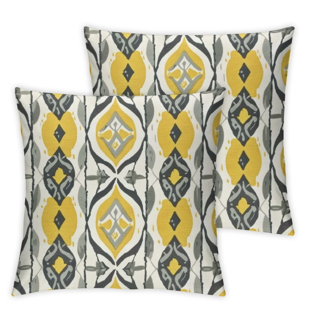 BANET Ikat Throw Pillow Cover Set of 2, Oval Double Zigzag Ikat Motifs ...