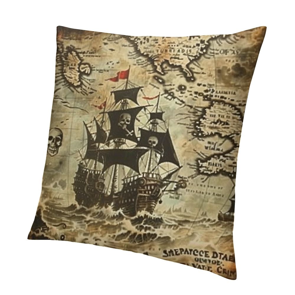 BANET Island Map Throw Pillow Cushion Cover, Super Detailed Map Grungy ...