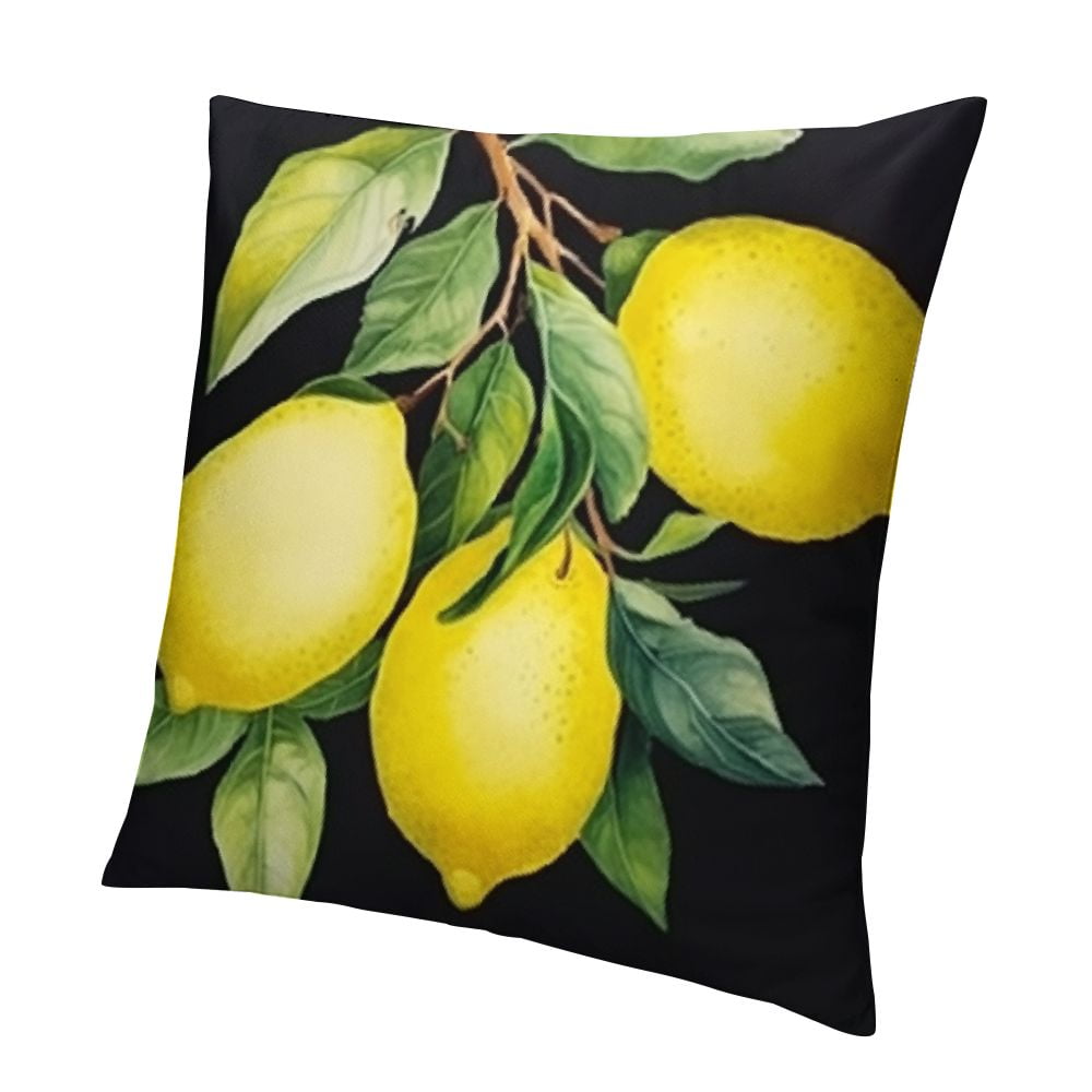 BANET Lemon Tree Throw Pillow Covers,Yellow Green Watercolor Fruit ...