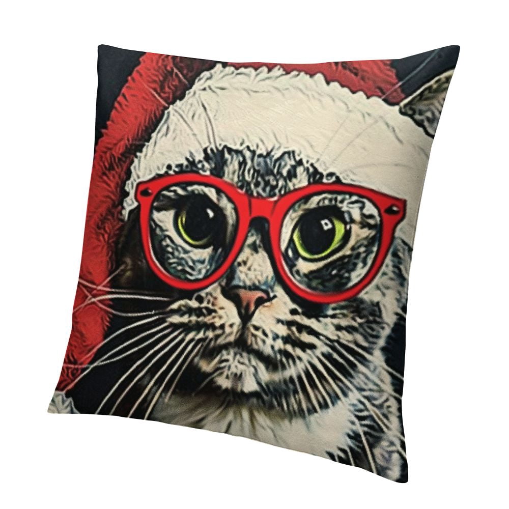 BANET Merry Christmas Throw Pillow Cover Gray Cats Pillows Case Funny ...