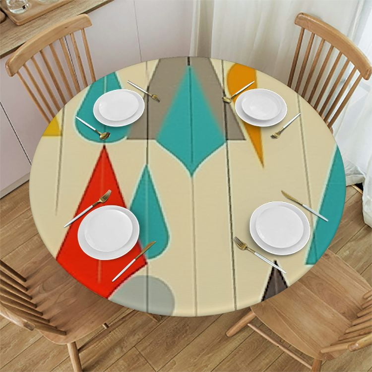 BANET Mid Century Tablecloth, Modern Drop Shape Retro Colors Print Boho ...