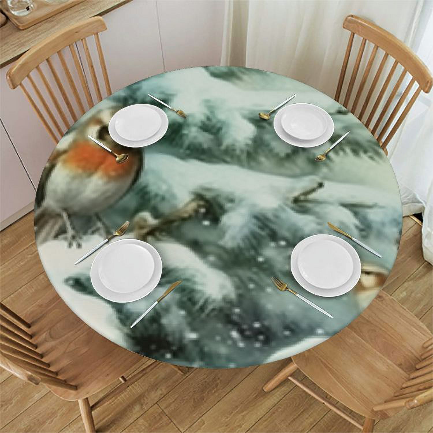 BANET Moose Table Cloth - Animal Round Tablecloth Xmas Deers Birds ...