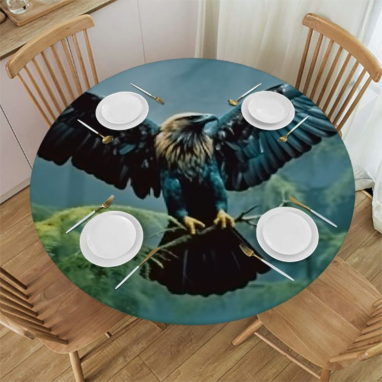 BANET Nature Bald Eagle Kitchen Dinner Round Tablecloth Misty Tree ...