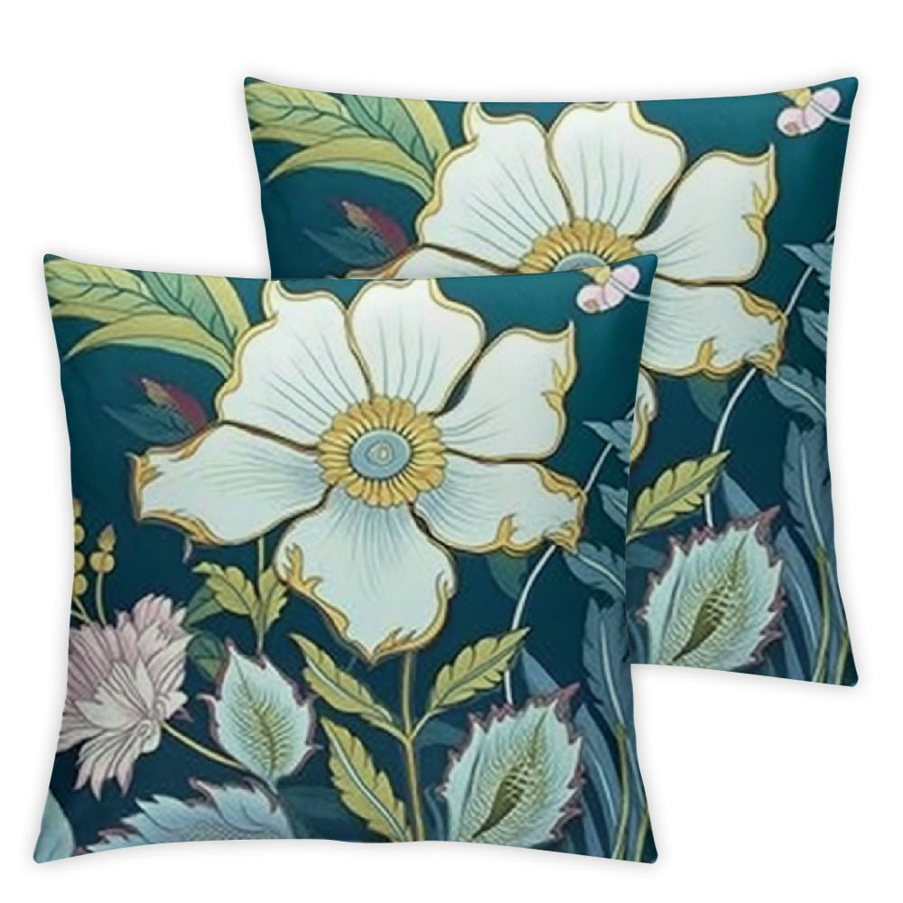 BANET Pillow Cases Queen Teal Elegant Floral Bedding Tropical Plam ...