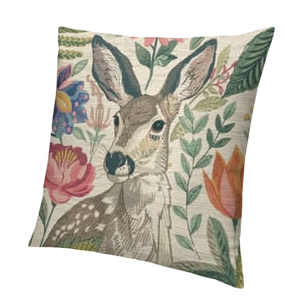 BANET Pillow Covers Pink Flower Sage Green Leaves Themed Print ...