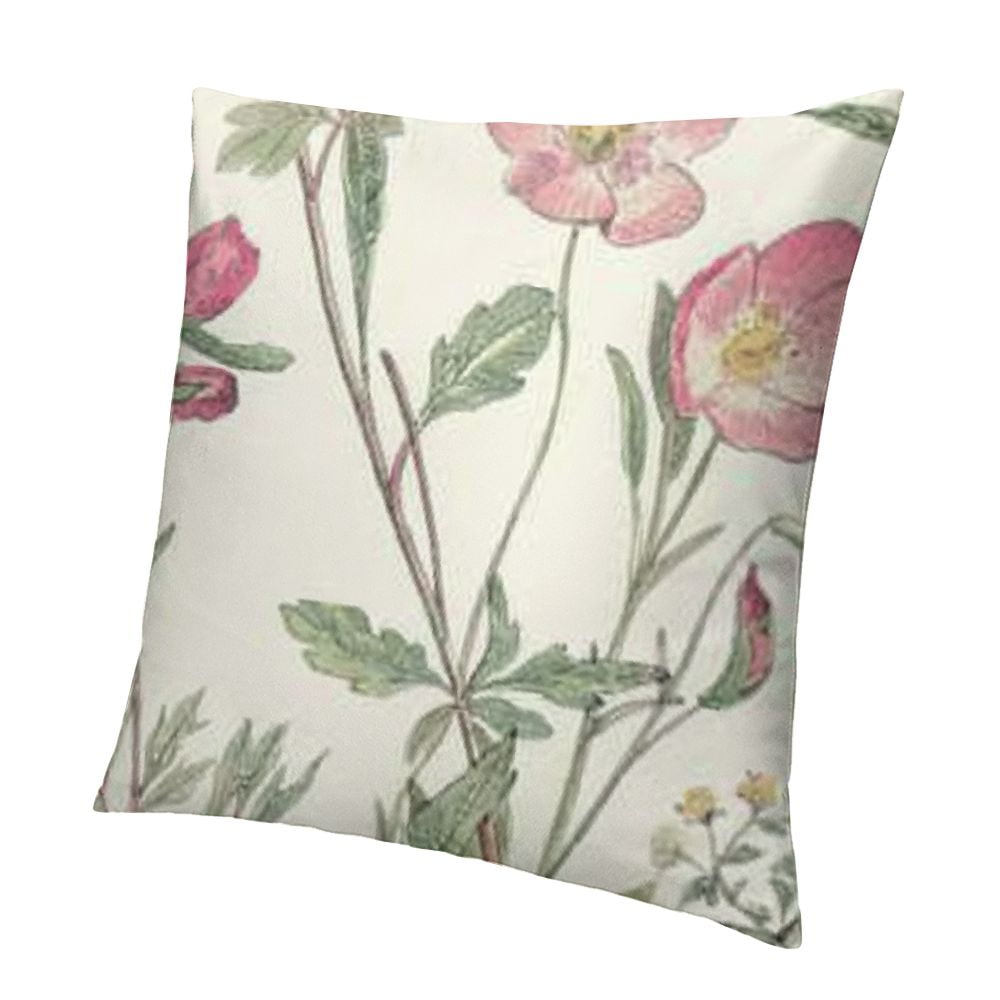 BANET Pillow Covers Pink Flowers Sage Green Leaves Plants Print ...