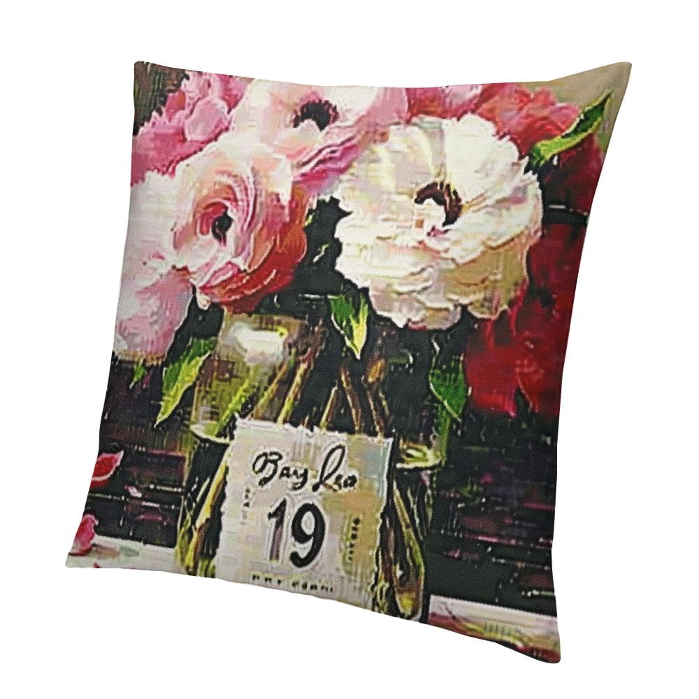 BANET Pink Rose Flower Throw Pillow Modern Paris Perfume Bottle with ...