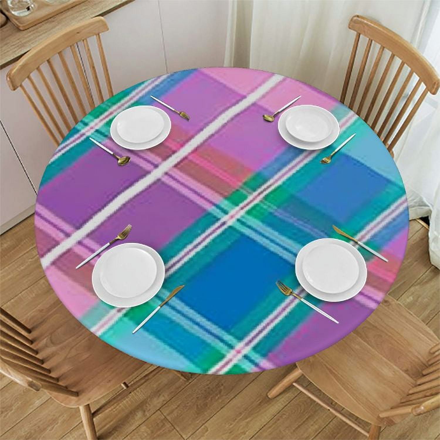 BANET Rainbow Round Tablecloth, Plaid Table Cloth for Summer, Colorful ...